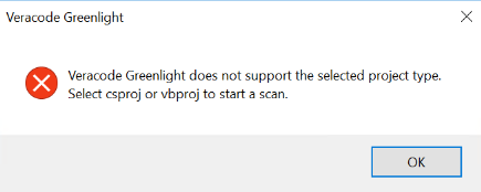 Veracode Visual Studio Greenlight scanning requires a project file ...